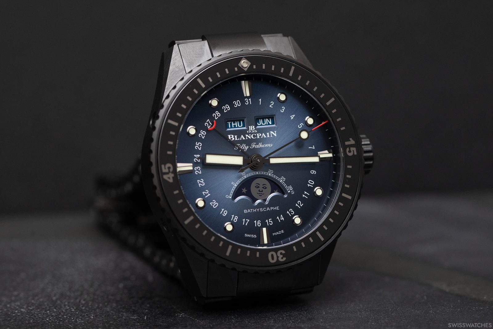 In The Metal: New Blancpain Fifty Fathoms Bathyscaphe Models in Full Black Ceramic ...
