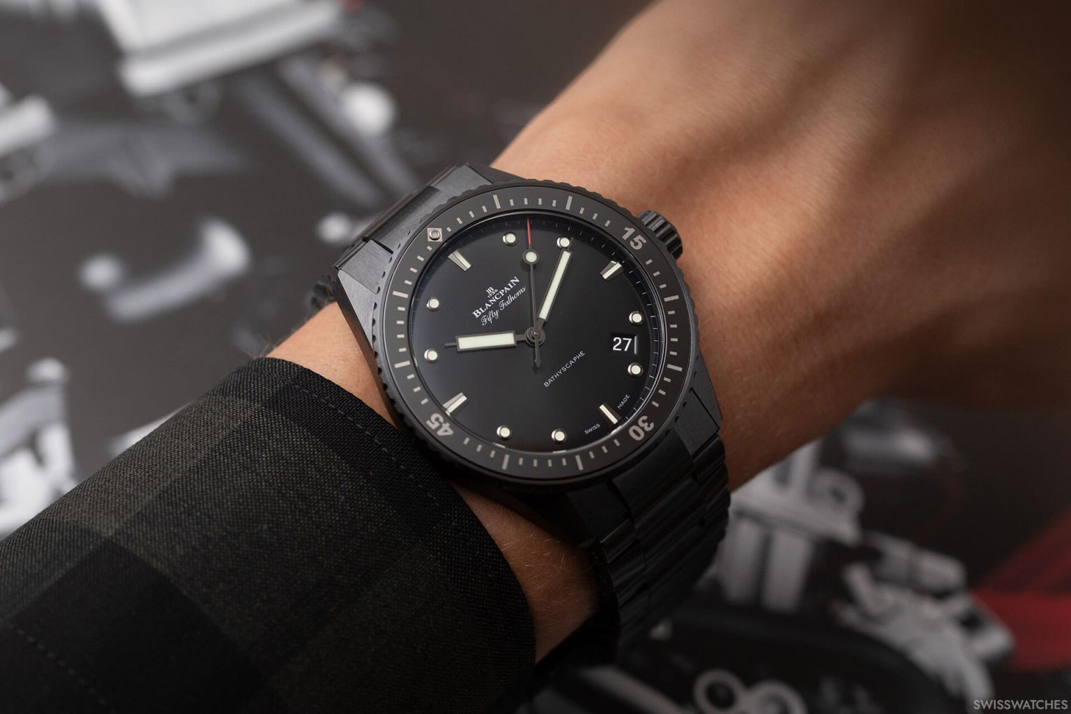 In The Metal: New Blancpain Fifty Fathoms Bathyscaphe Models in Full Black Ceramic ...