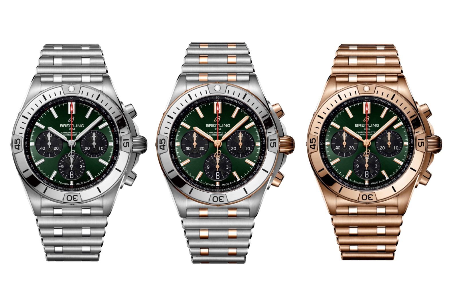 Breitling Chronomat: Green Dial, Titanium Version, And Rubber Straps ...